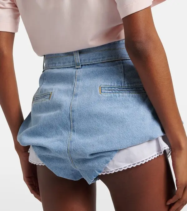 Magda Butrym High-rise Denim Shorts With Belt - Blue