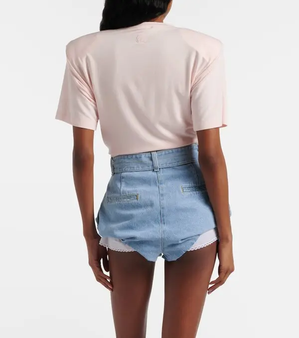 Magda Butrym High-rise Denim Shorts With Belt - Blue