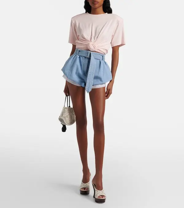 Magda Butrym High-rise Denim Shorts With Belt - Blue