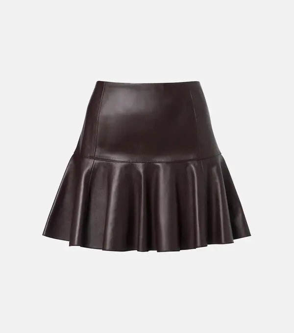 Alaïa Pleated Leather Miniskirt - Brown