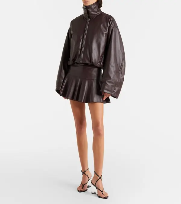 Alaïa Pleated Leather Miniskirt