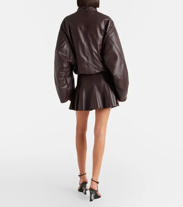 Alaïa Pleated Leather Miniskirt