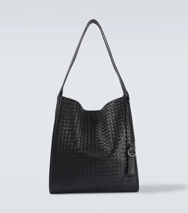Bottega Veneta Corriere Intrecciato Leather Tote Bag - Black