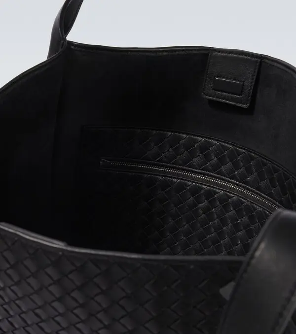 Bottega Veneta Corriere Intrecciato Leather Tote Bag - Black
