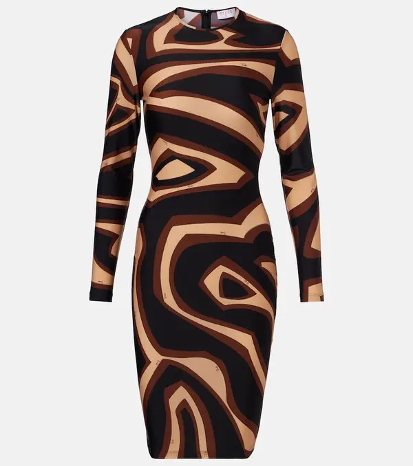 Emilio Pucci Labirinto Jersey Mini Dress - Brown