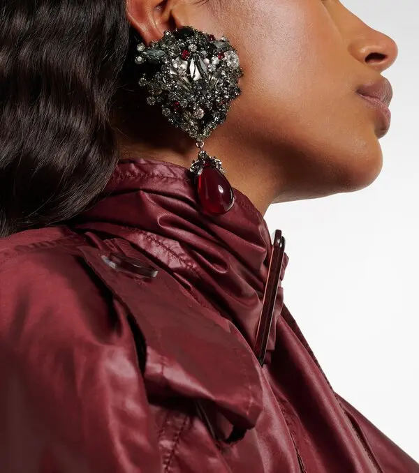 Saint Laurent Crystal-embellished Clip-on Earrings