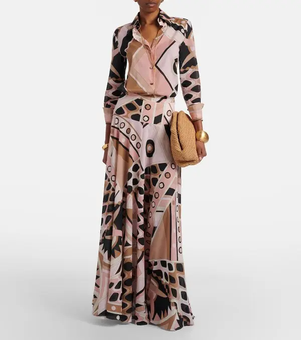Emilio Pucci Vivara Cotton Muslin Maxi Skirt - Pink