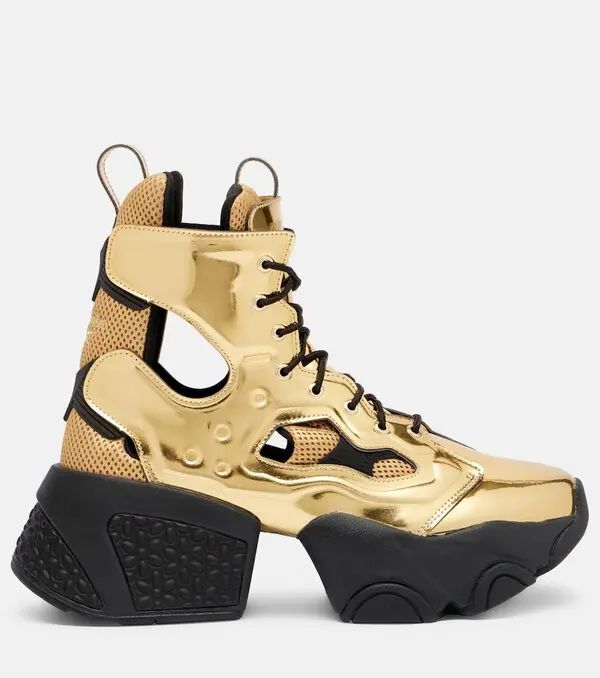 Noir Kei Ninomiya Metallic-effect Cutout Platform Ankle Boots