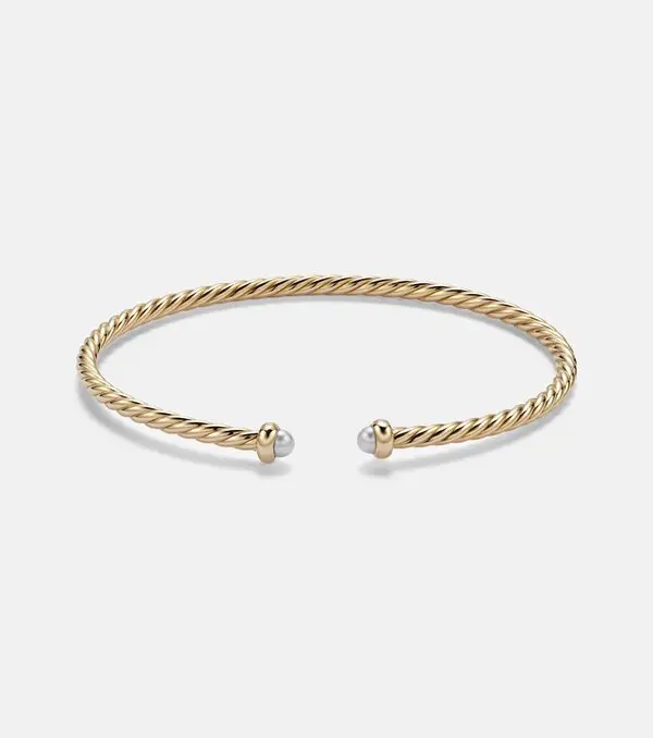 David Yurman Cablespira® Flex Micro Cuff Bracelet With Pearls - Gold