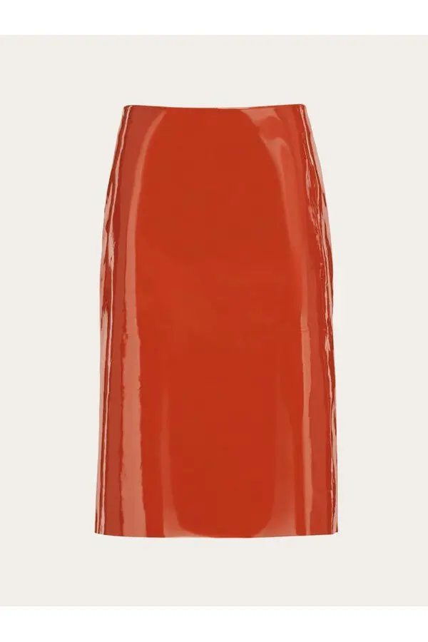 FERRAGAMO Patent Leather Pencil Skirt - Natural