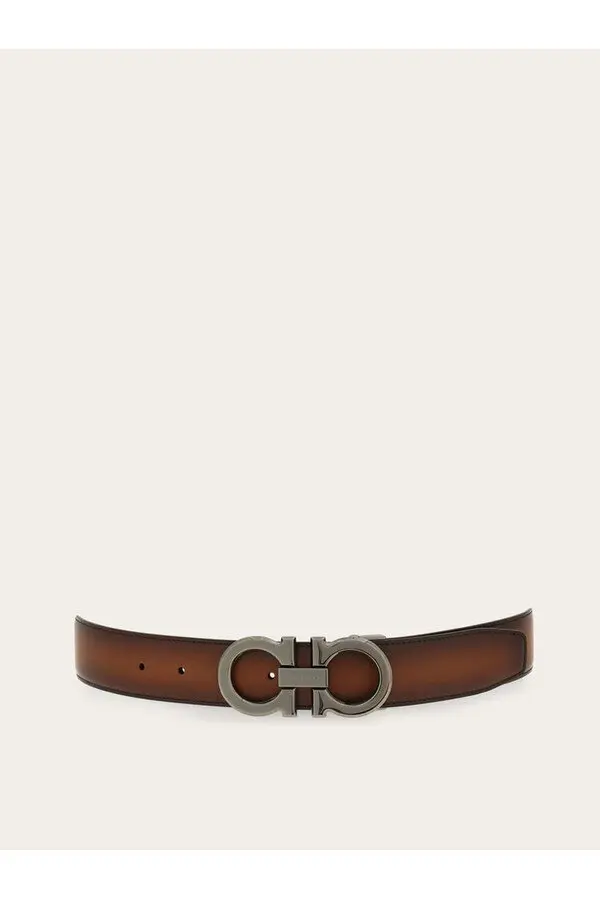 FERRAGAMO Reversible Belt With Gancini Buckle - Red