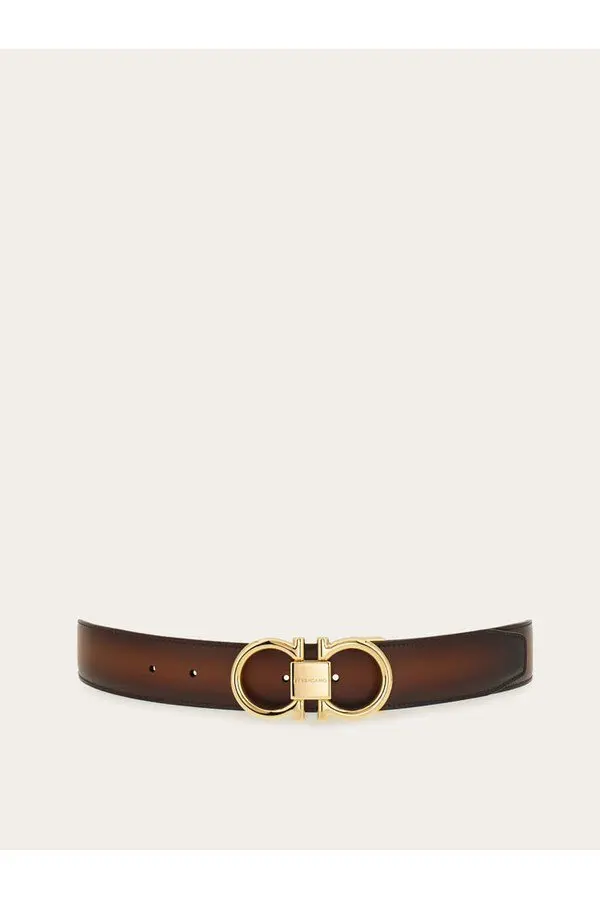 FERRAGAMO Reversible And Adjustable Gancini Belt - Gold