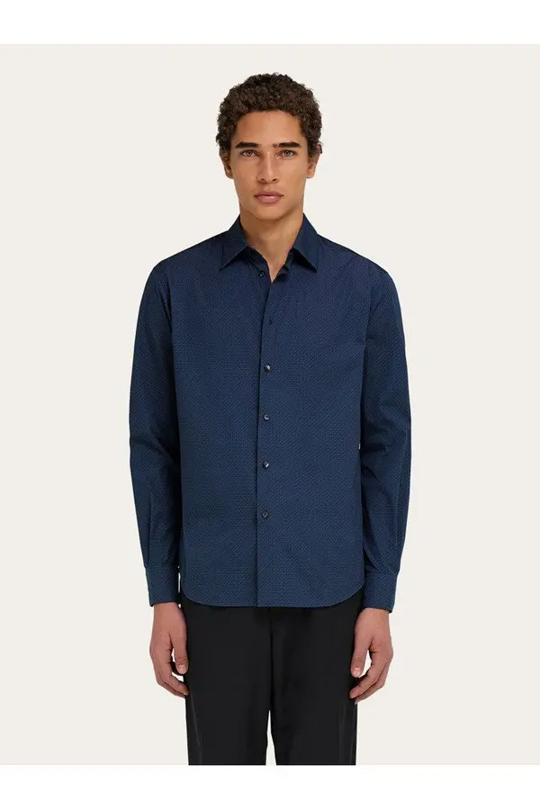 FERRAGAMO Micro-patterned Shirt - Red