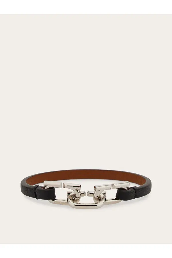 FERRAGAMO Bicolor Gancini Bracelet - Black