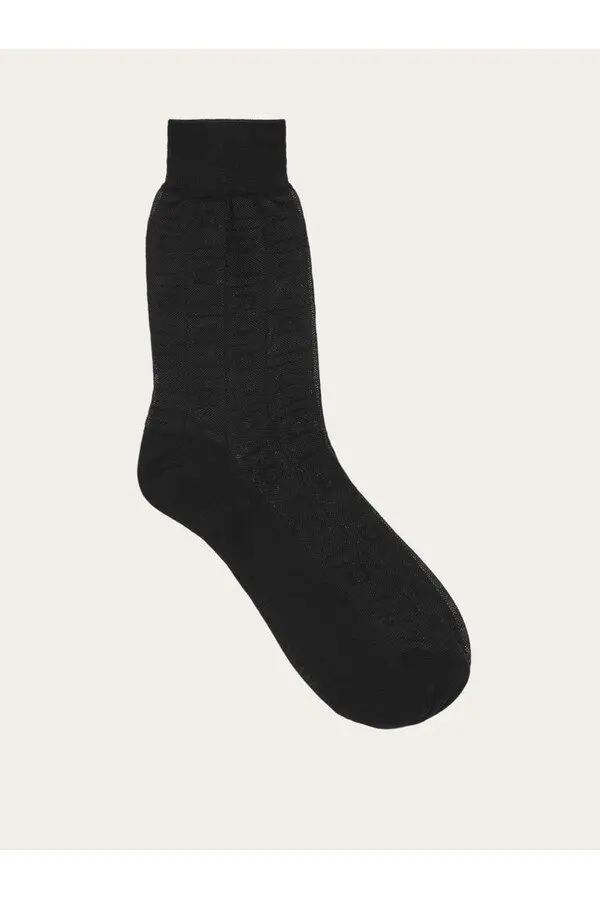 FERRAGAMO Monogram Ankle Socks - Natural