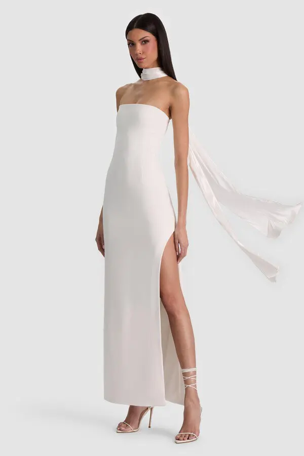 Alice + Olivia Chana Maxi Dress With Scarf - White