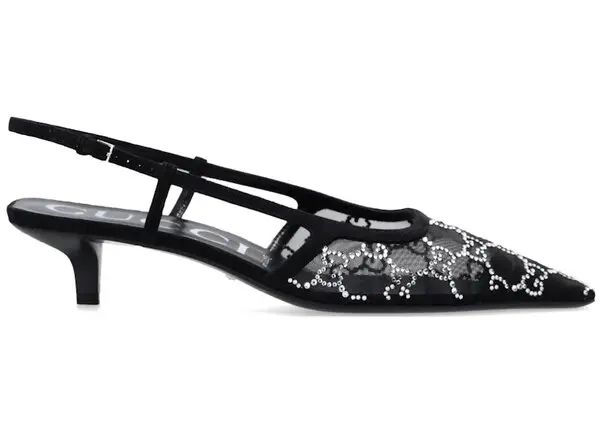 Gucci Gg Crystal Slingback Pumps - Black