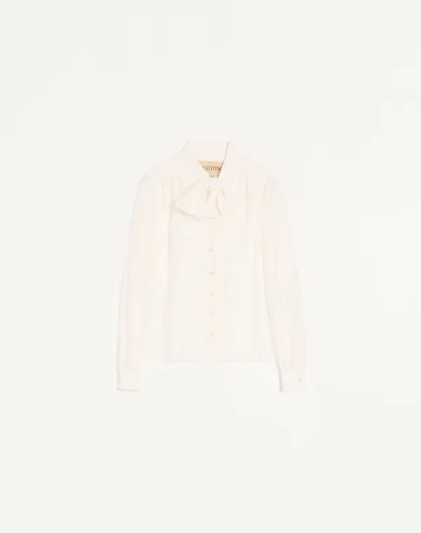 Valentino Garavani Crepe De Chine Shirt With Neck Scarf - Ivory