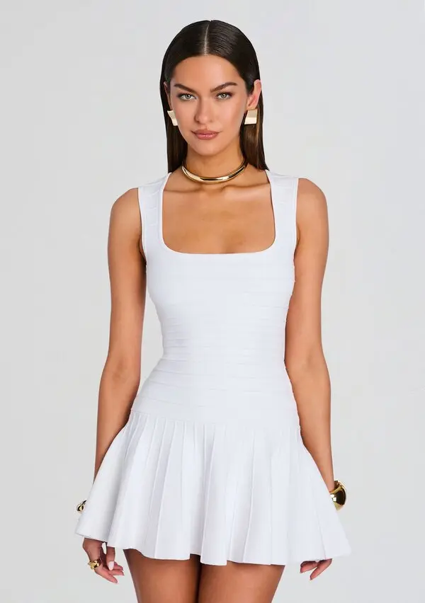 Retrofete Caterina Bandage Knit A-line Dress - White