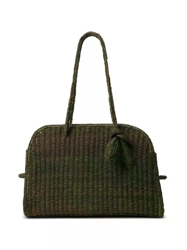 Jacquemus Raffia Shoulder Bag With Knotted Detail - Green