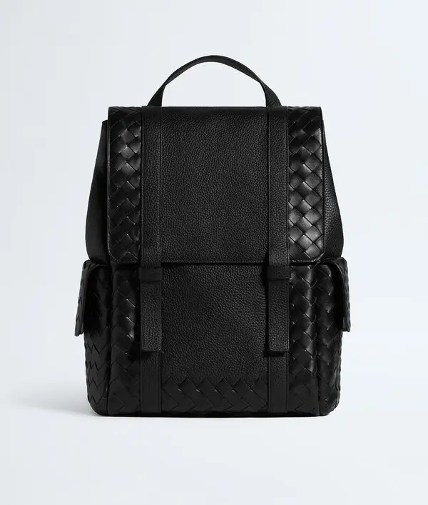 Bottega Veneta Intrecciato Leather Backpack - Black