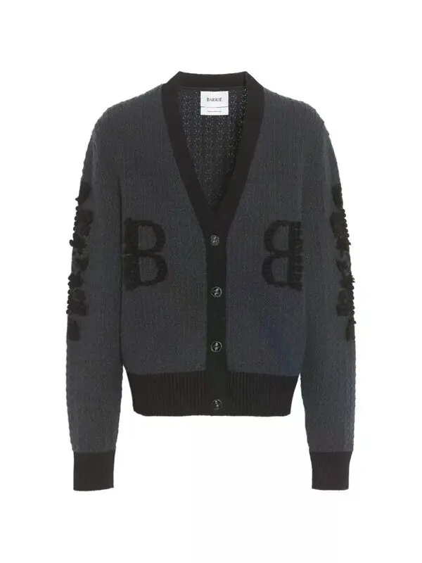 BARRIE B-logo Cashmere Cardigan - Grey