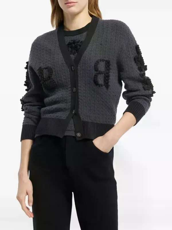 BARRIE B-logo Cashmere Cardigan - Grey