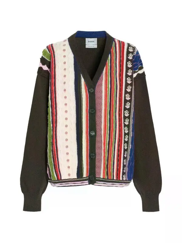 BARRIE Stripe Cashmere Cardigan - Brown