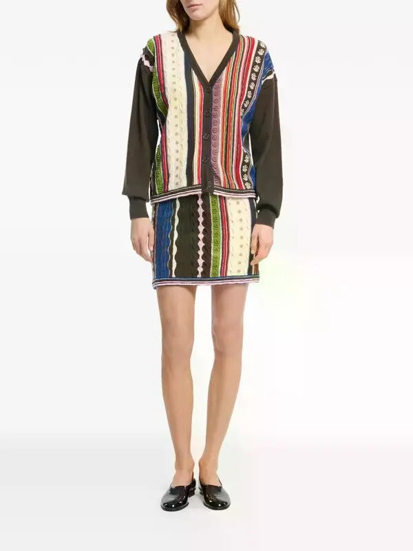 BARRIE Stripe Cashmere Cardigan - Brown