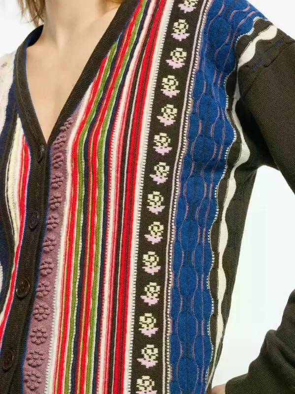 BARRIE Stripe Cashmere Cardigan - Brown