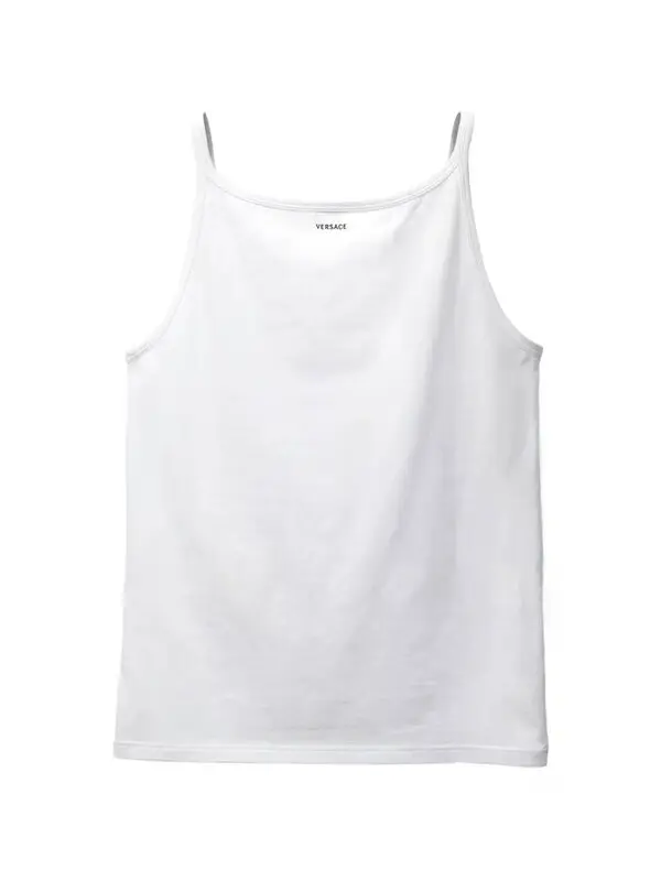 Versace Embroidered Cotton-jersey Tank Top - White