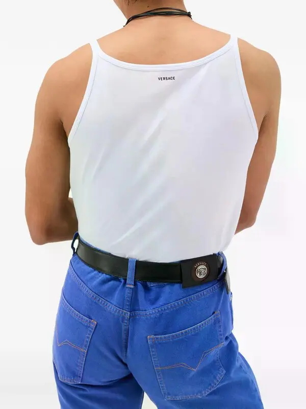 Versace Embroidered Cotton-jersey Tank Top - White