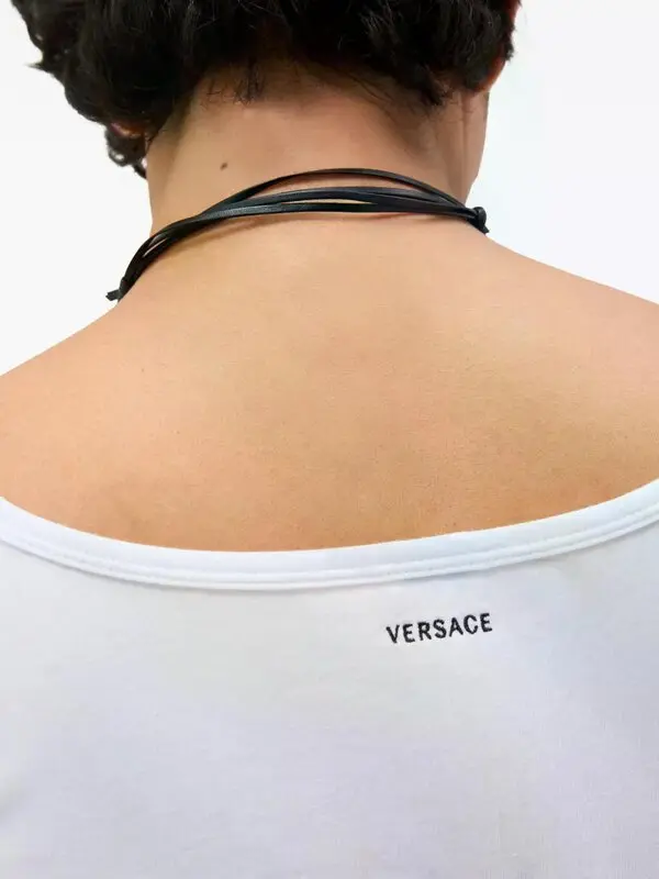 Versace Embroidered Cotton-jersey Tank Top - White