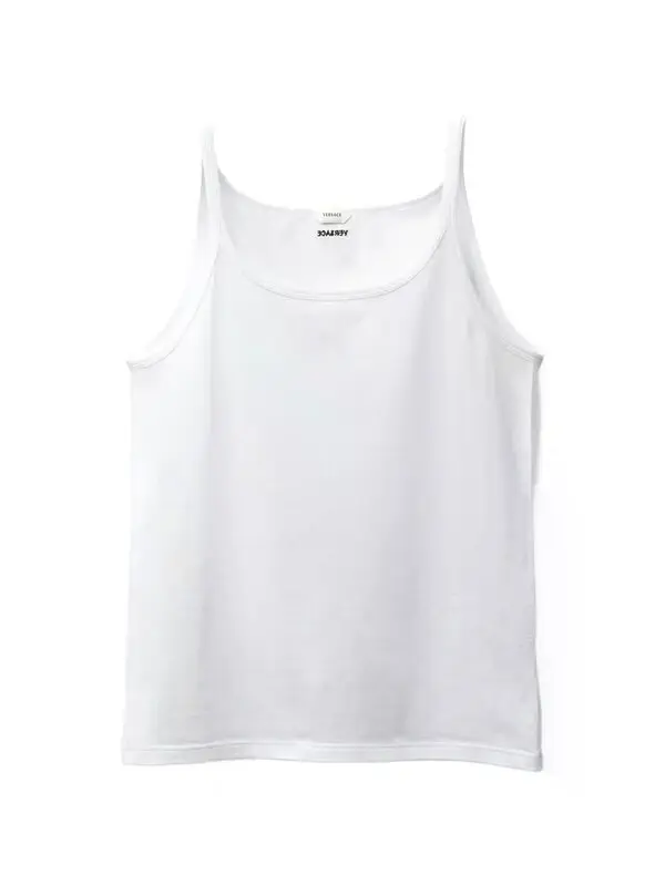 Versace Embroidered Cotton-jersey Tank Top - White