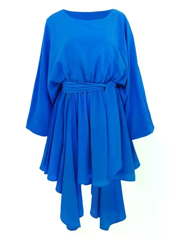 Azeeza Draped Belted Dress - Blue
