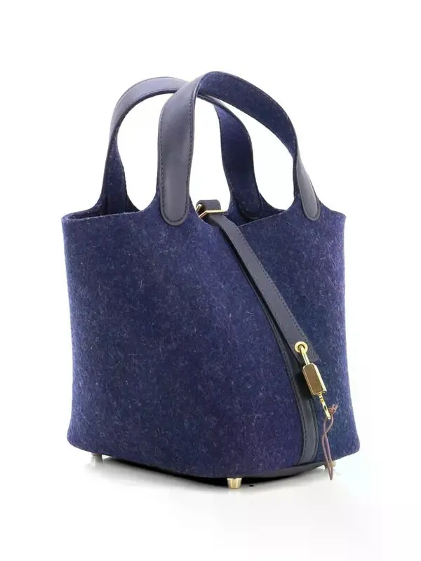 Hermès Picotin Lock Bag Felt With Leather Pm - Blue