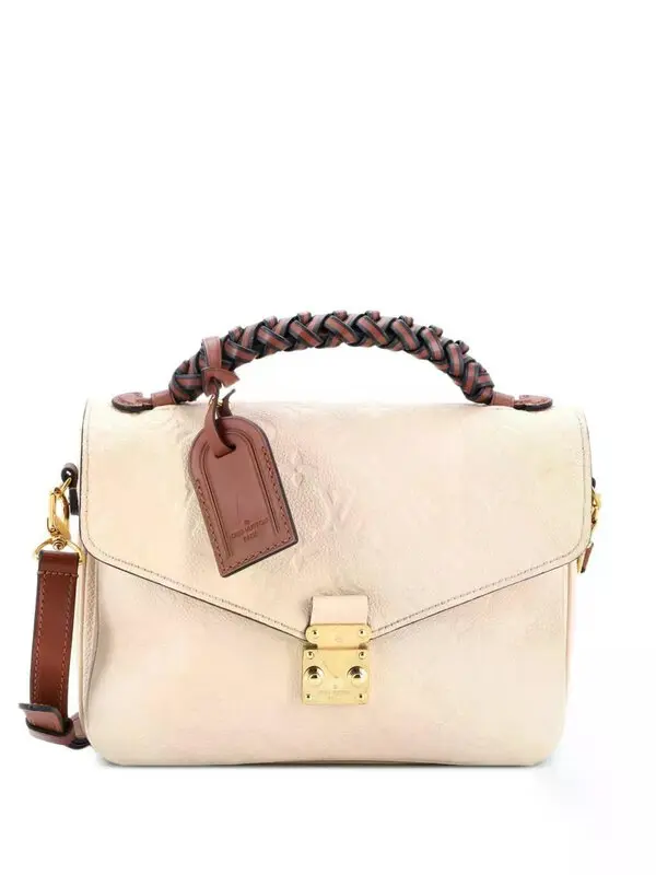 LOUIS VUITTON Braided Handle Pochette Metis Monogram Empreinte Leather Crossbody Bag - Neutrals