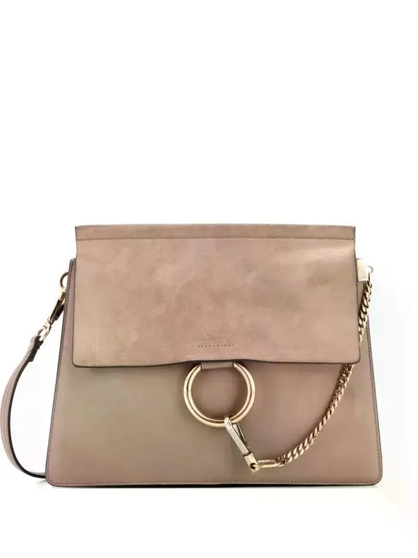 Chloé Faye Leather And Suede Medium Shoulder Bag - Neutrals