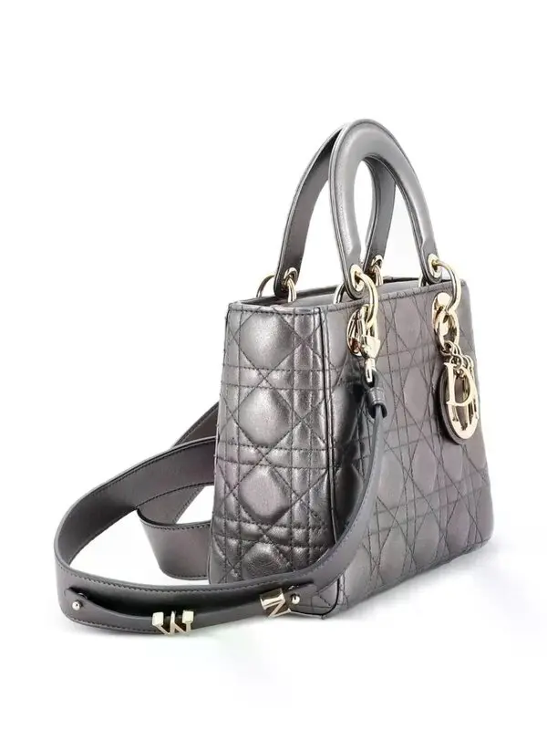 Dior My Abcdior Lady Bag Metallic Cannage Quilt - Grey