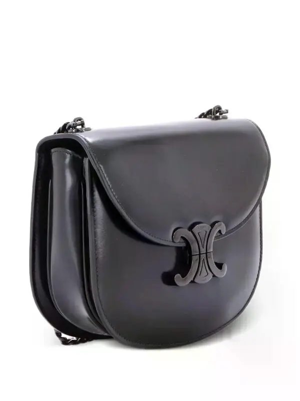 Celine Triomphe Besace Clea Chain Flap Bag - Black