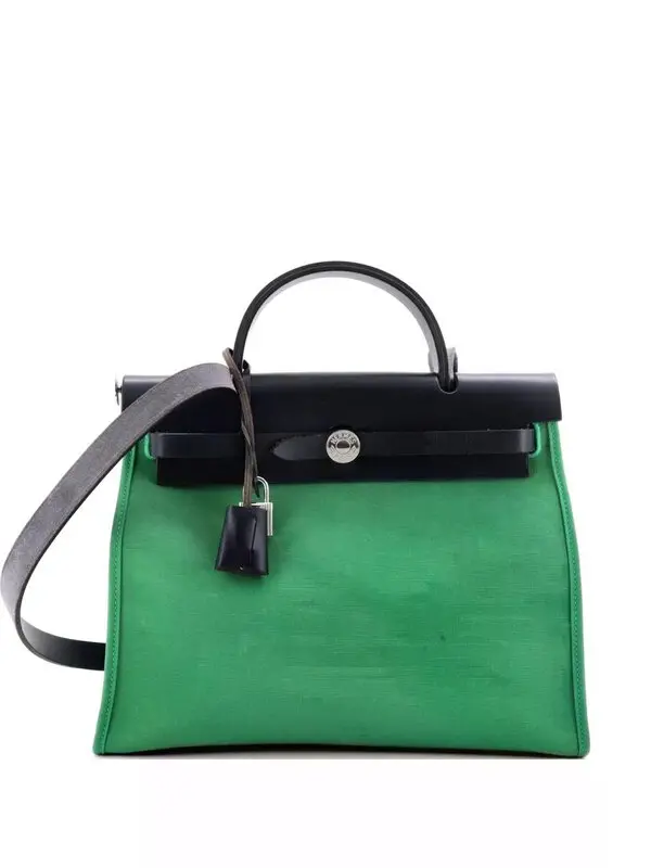 Hermès Herbag Zip Leather And Toile 31 Shoulder Bag - Blue