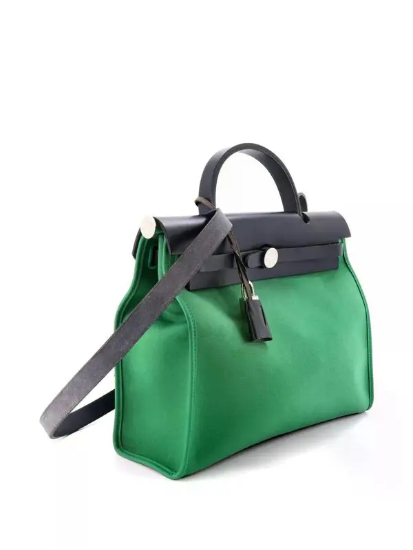 Hermès Herbag Zip Leather And Toile 31 Shoulder Bag - Blue