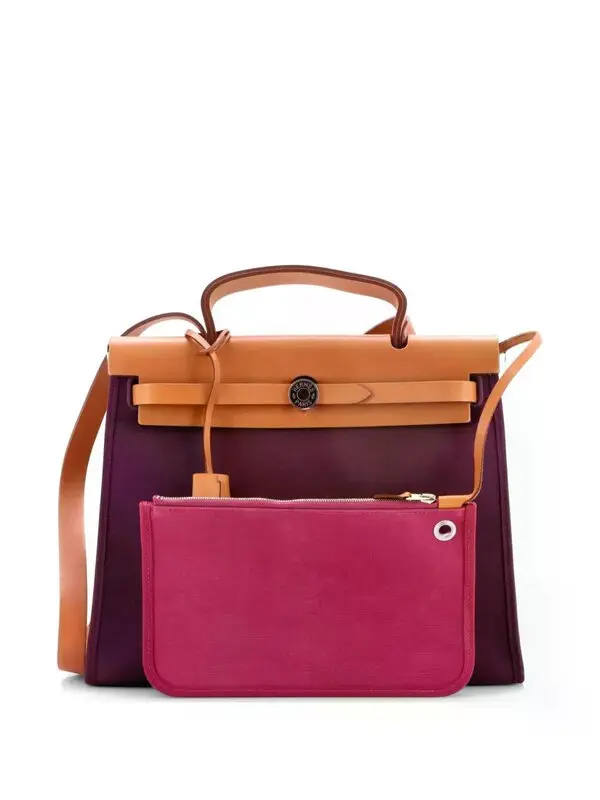 Hermès Herbag Zip Leather And Toile 31 Shoulder Bag