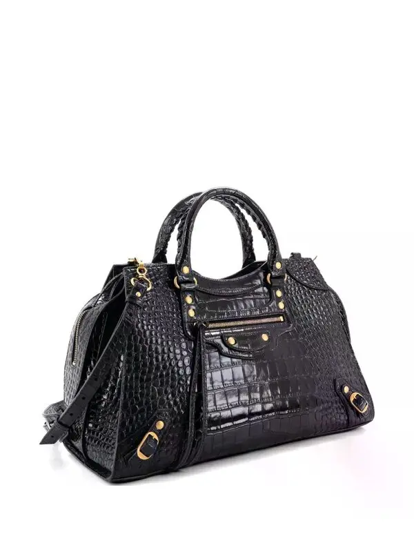 Balenciaga Neo Classic City Crocodile Embossed Leather Satchel