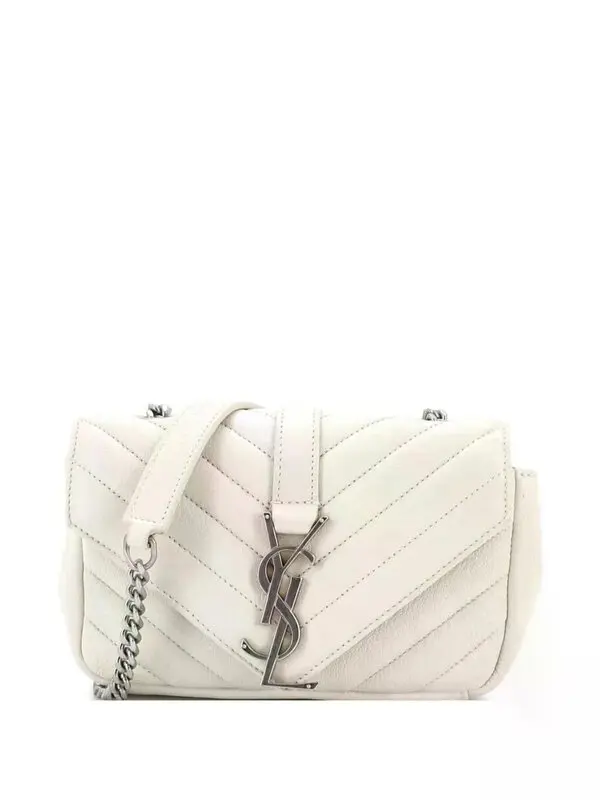 Saint Laurent Classic Monogram Matelasse Chevron Leather Baby Crossbody Bag - White