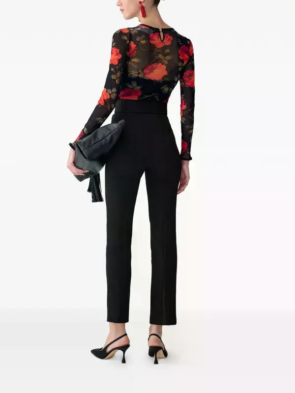 Carolina Herrera Rose-print Mesh Top - Black