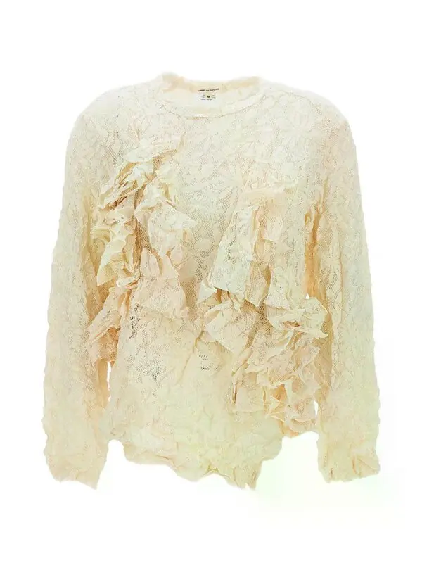 Comme Des Garçons Ruffled Floral Blouse - Neutrals