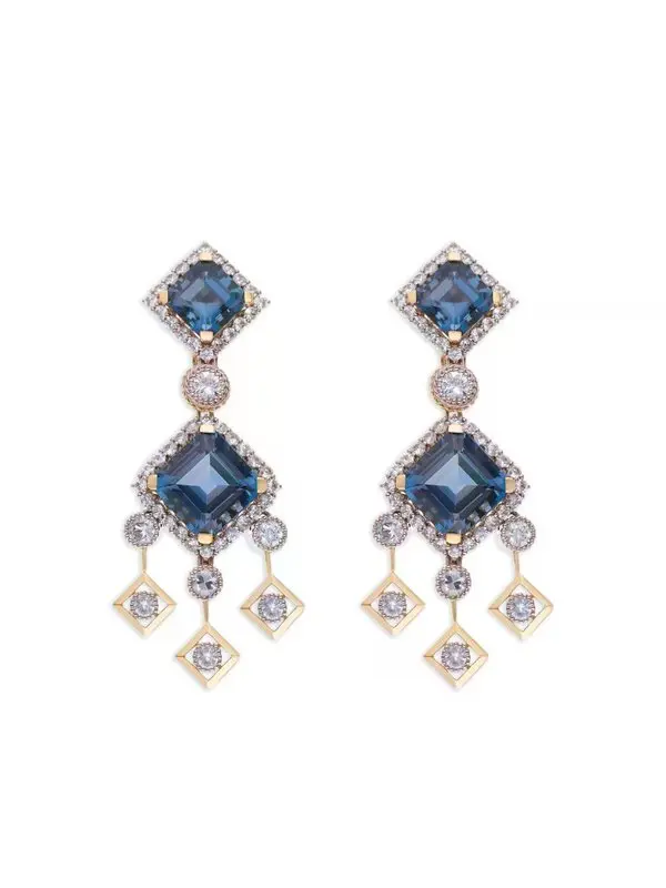 Dolce & Gabbana 18kt White And Yellow Gold Drop Earrings With Topaz And Sapphire - Blue