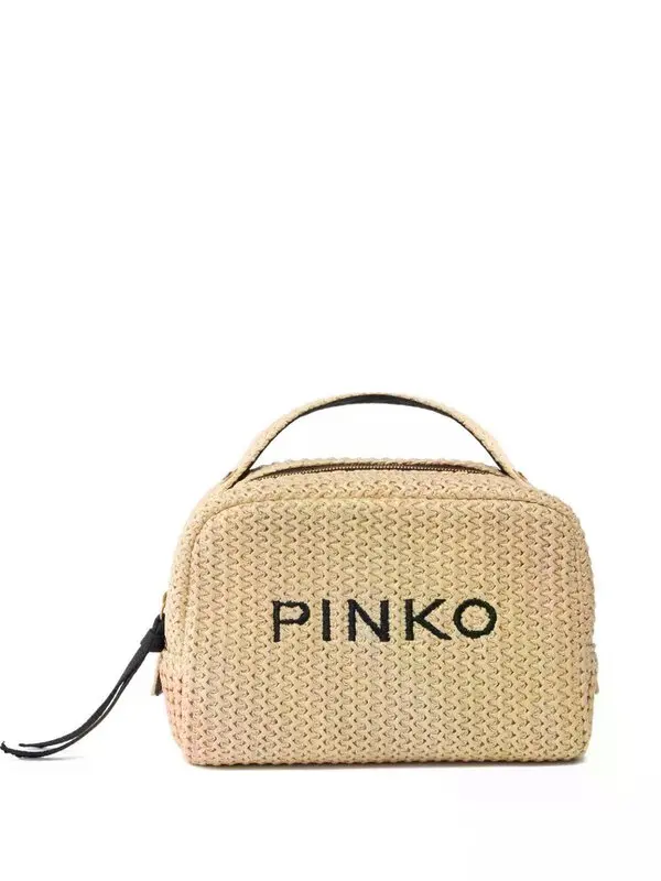 Pinko Raffia Mini Bag With Embroidered Logo