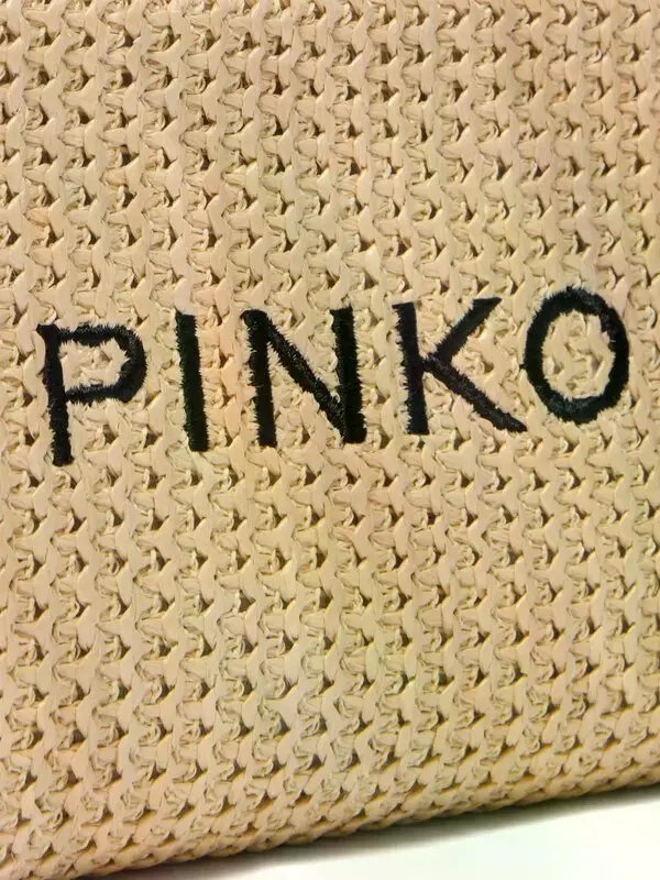 Pinko Raffia Mini Bag With Embroidered Logo